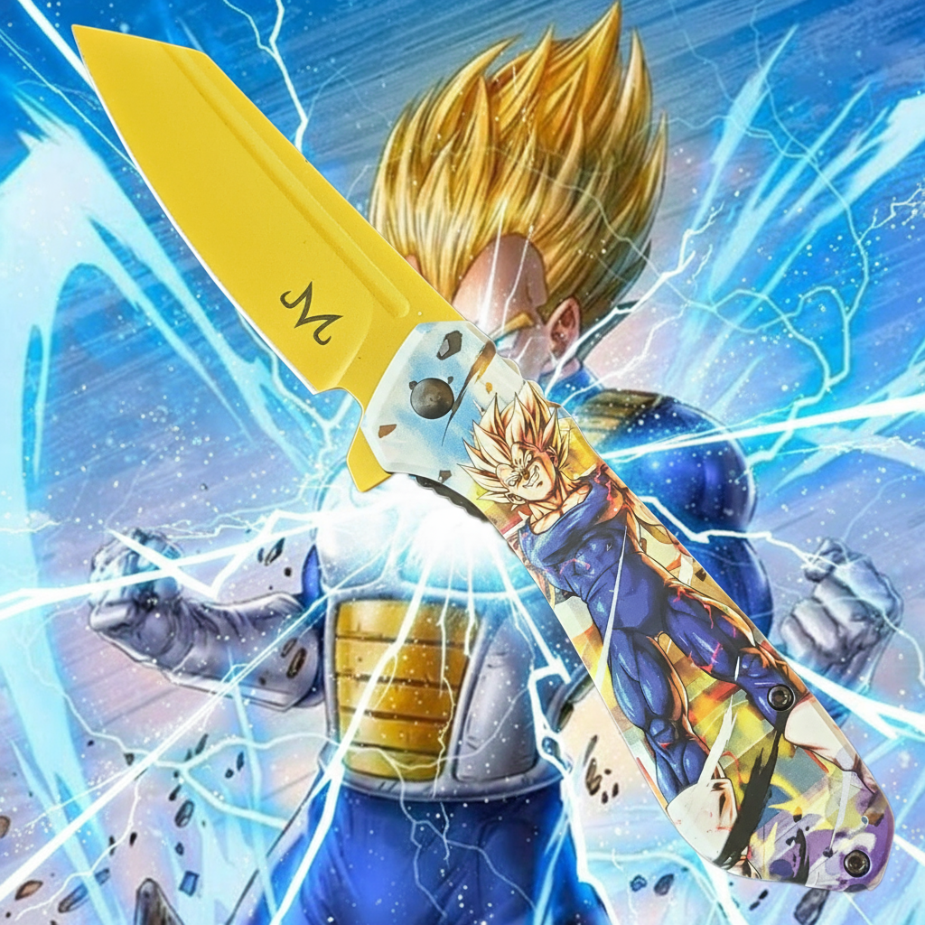 Dragon Ball Knife – Super Saiyan Vegeta (Spring Assisted) – Anime Armory